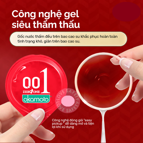 Bao Cao Su Siêu Mỏng Okamoto 0.01 Zero One