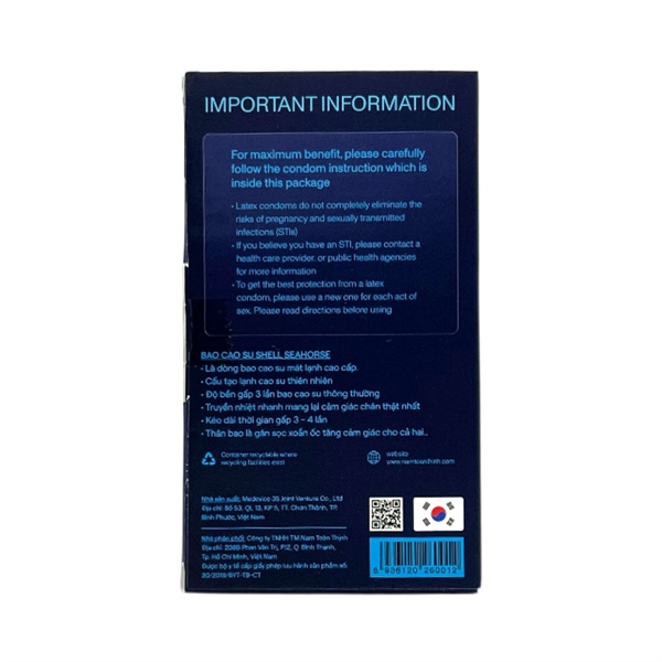 Bao cao su siêu mỏng kéo dài thời gian Shell Xanh 10 cái che tên